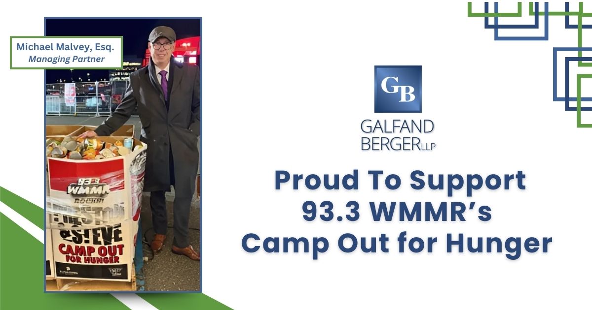 Galfand Berger Donates to The Camp Out for Hunger Campaign